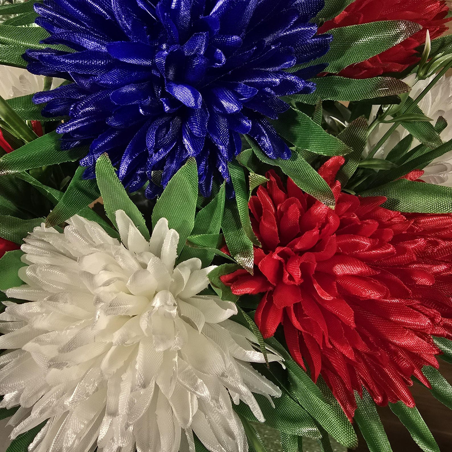 This Cemetery Cone Has Grave Flowers Including Red, White, and Blue ...