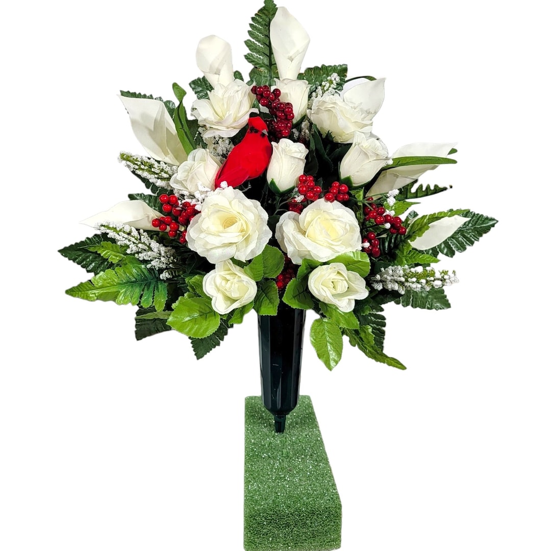 This Cemetery Cone Has Grave Flowers Including Cream Calla Lilies ...