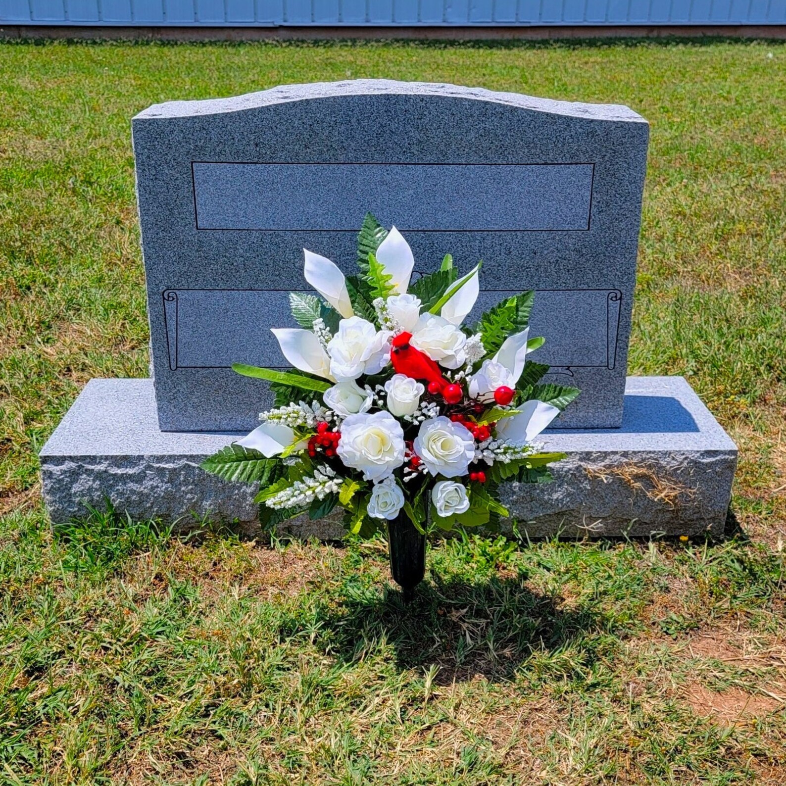 This Cemetery Cone Has Grave Flowers Including Cream Calla Lilies ...