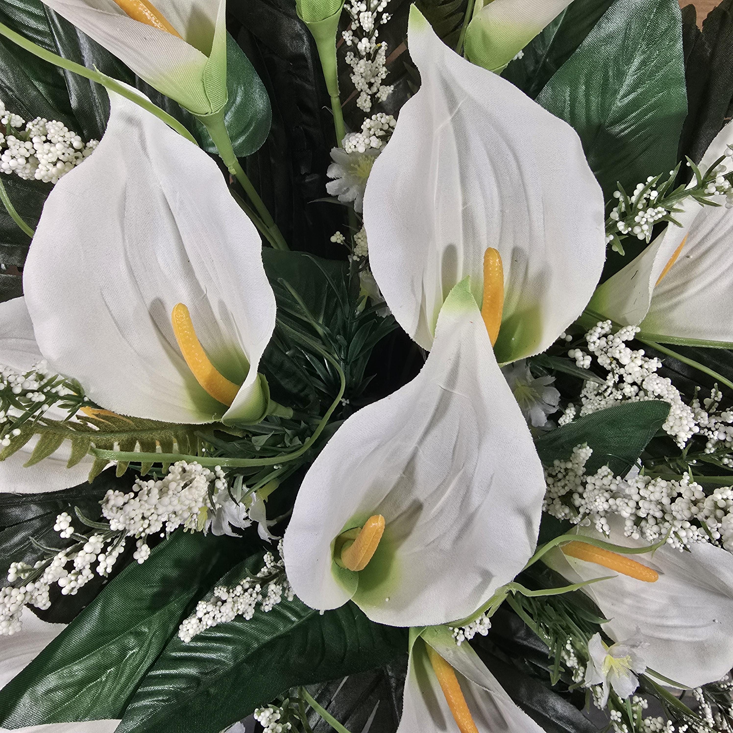 This Jumbo Calla Lily Cemetery Vase Decoration is Made With Beautiful ...
