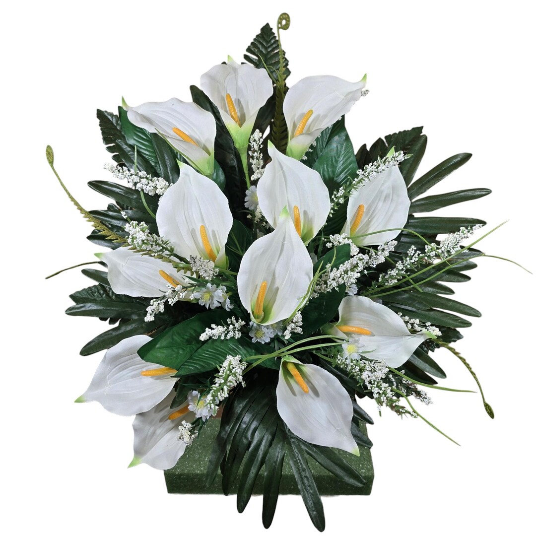 This Jumbo Calla Lily Cemetery Vase Decoration is Made With Beautiful ...