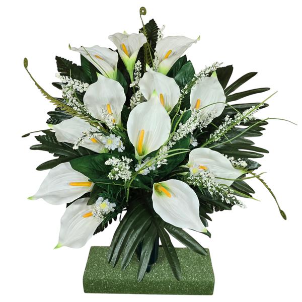 This Jumbo Calla Lily Cemetery Vase Decoration is Made With Beautiful ...