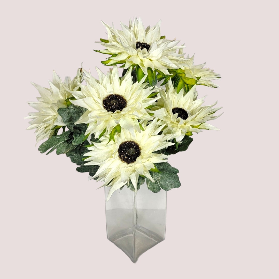 This Realistic Artificial Flower is a Cream Spider Sunflower Bush With ...