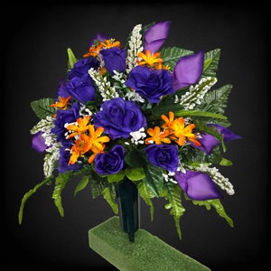 This is a Purple Calla Lily/rose Headstone Set With Bright Orange ...