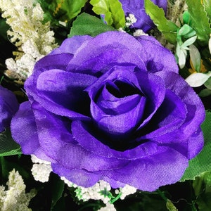 This is a Purple Calla Lily/rose Headstone Set With Bright Yellow ...