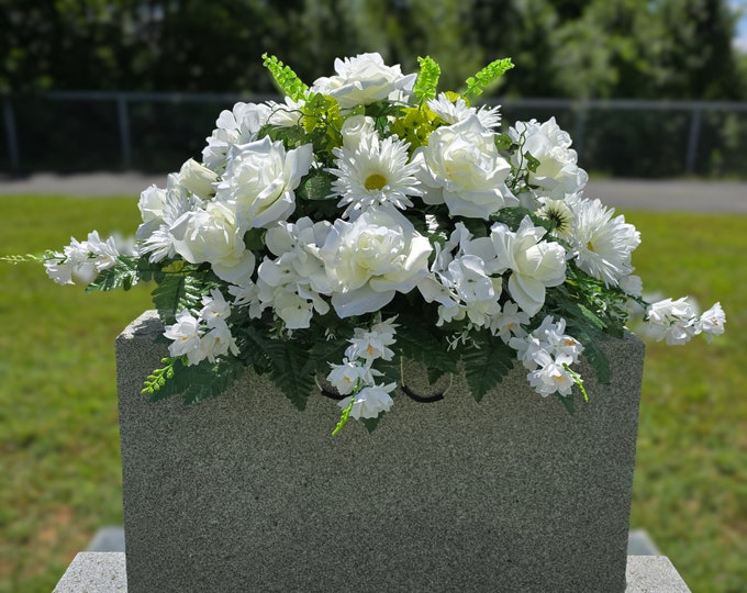 Blue Cemetery Flowers, Grave Flower Arrangement, Vase Insert, Grave ...