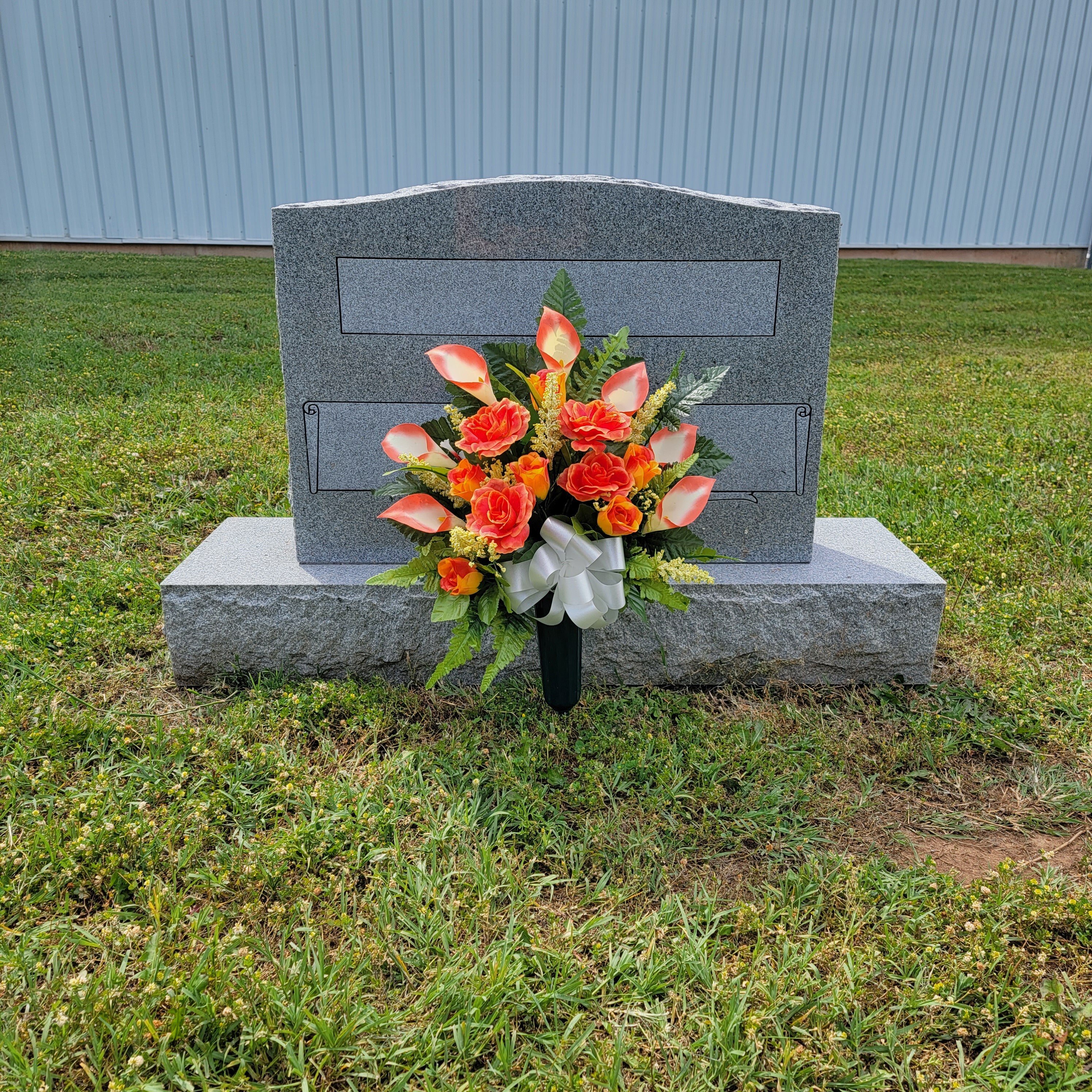 This Cemetery Cone Has Grave Flowers Including Orange Calla Lilies and ...