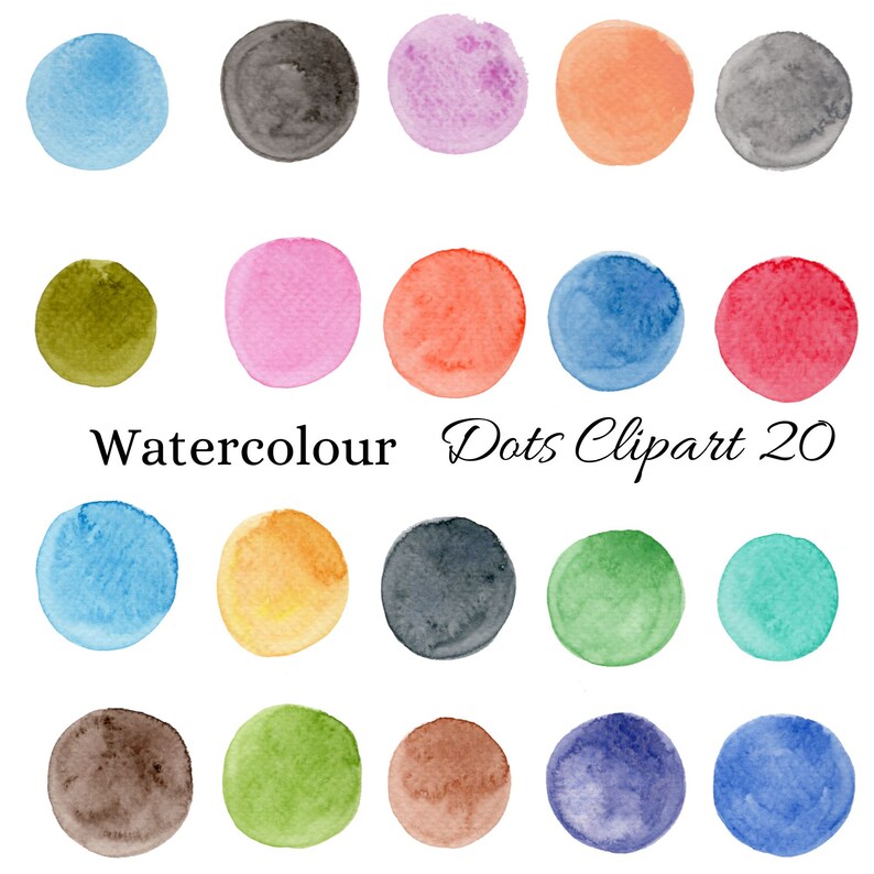 Watercolor Dots Clipart Hand-painted watercolor Clipart - Etsy