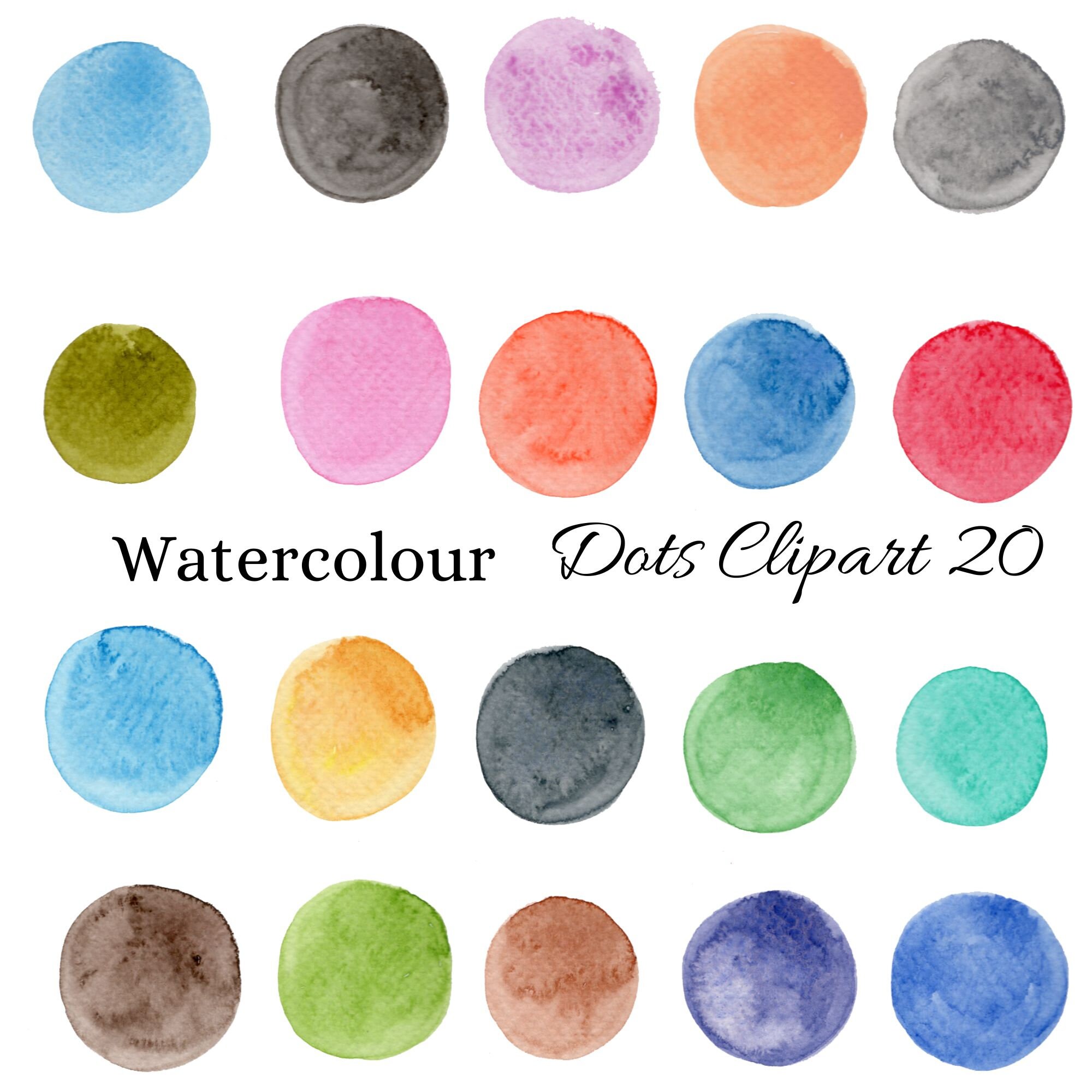 Watercolor Dots Clipart, Hand-painted ,watercolor Clipart, Watercolour ...
