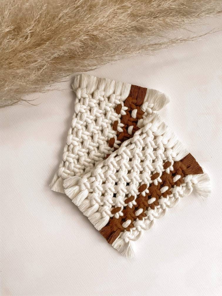 Striped Mug Rugs Macrame Coasters Handmade Macrame Coasters - Etsy