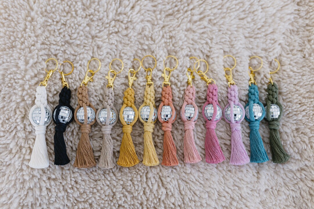 Macrame Disco Ball Keychain - Etsy