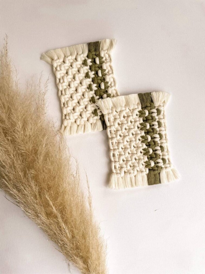 Striped Mug Rugs Macrame Coasters Handmade Macrame Coasters - Etsy
