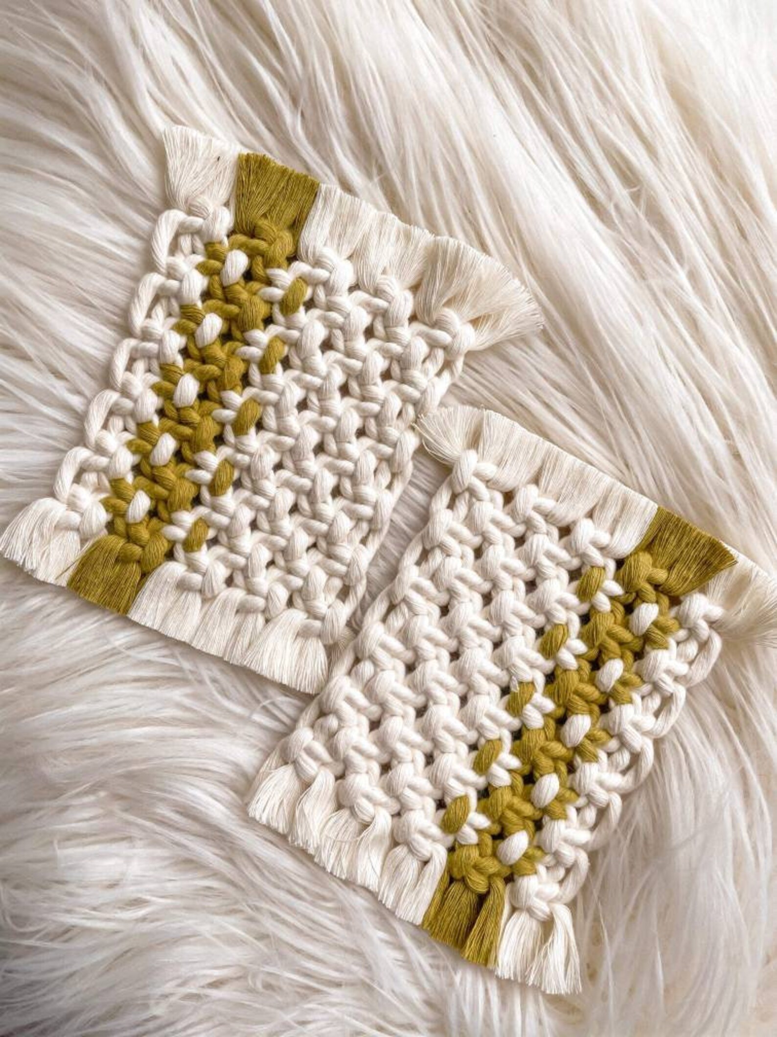 Striped Mug Rugs Macrame Coasters Handmade Macrame Coasters - Etsy