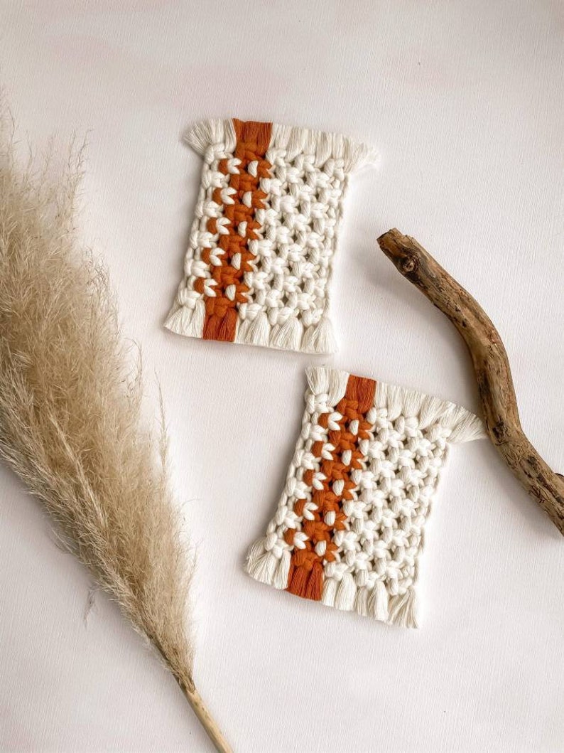 Striped Mug Rugs Macrame Coasters Handmade Macrame Coasters - Etsy