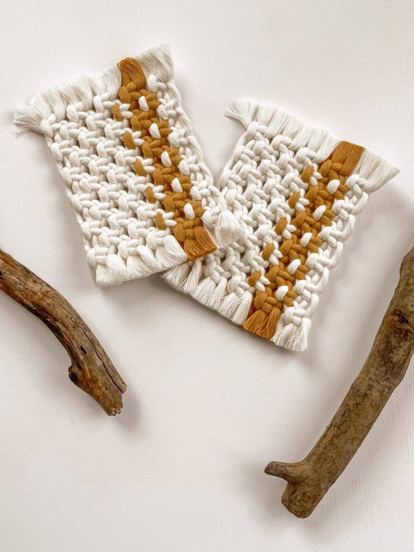 Striped Mug Rugs Macrame Coasters Handmade Macrame Coasters - Etsy