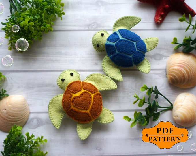 Felt Turtle Pattern, Felt Sea Turtle Pattern, Turtle Sewing Pattern ...