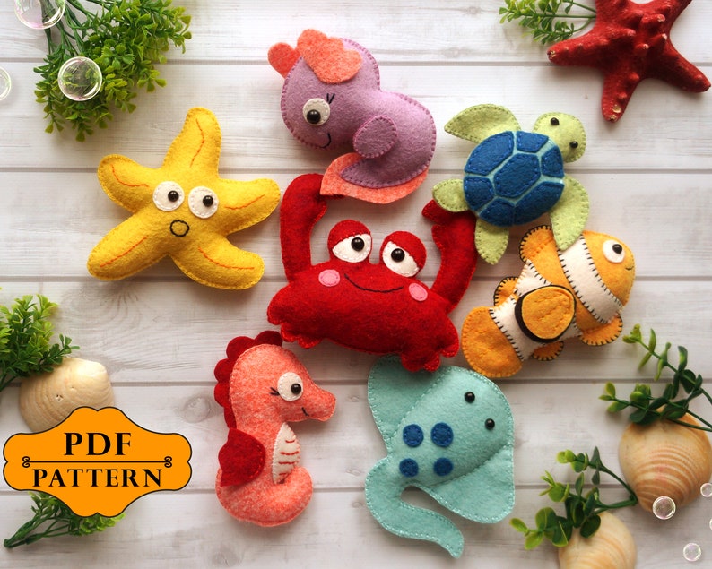 Sea Animals Pattern Sea Creatures Pattern Felt Animals - Etsy