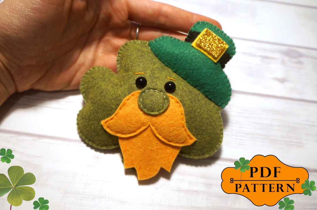 Felt Shamrock Pattern, Shamrock Sewing Pattern, Felt Leprechaun Pattern ...