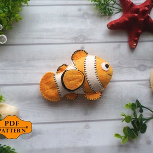 Clownfish Pattern, Felt Sea Animal Pattern, Animal Sewing Pattern ...