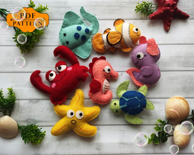 Sea Animals Pattern Sea Creatures Pattern Felt Animals - Etsy