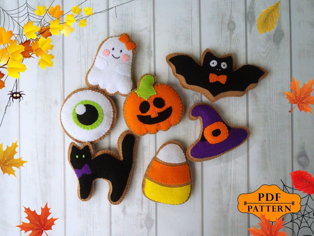 Halloween Felt Sewing Pattern, Halloween Felt Ornaments PDF, Felt ...