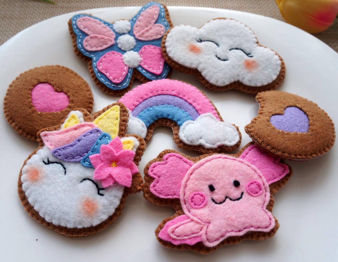 Felt Cookies Patterns - Felt Axolotl, Butterfly Pattern, Felt Unicorn ...