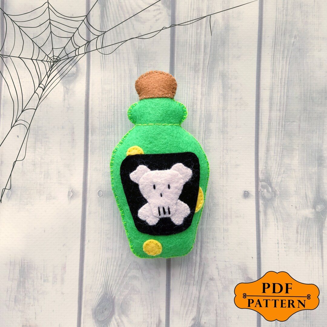 Halloween Poison Pattern, Halloween Bottle Ornament Tutorial, Felt ...