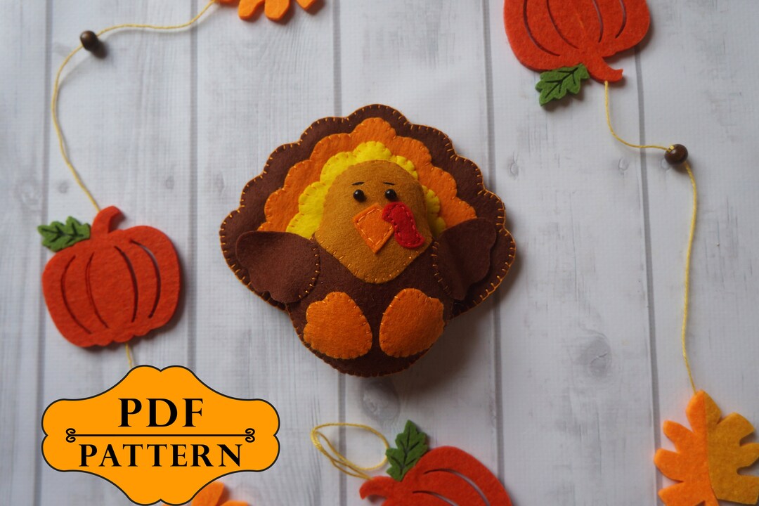 Turkey Sewing Pattern, Felt Thanksgiving Tree Ornament, Felt ...
