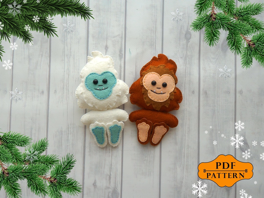 Felt Sewing Pattern Bigfoot Yeti PDF, Christmas Tree Felt Pattern ...