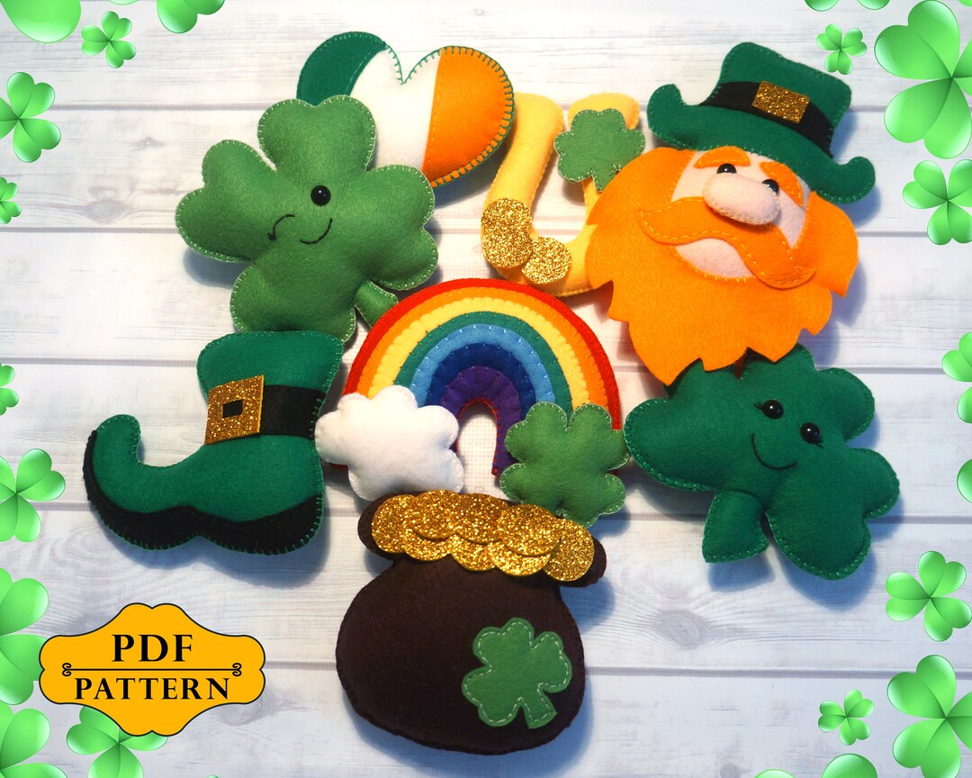 St Patrick's Day Sewing Pattern for Felt St Patricks Tree Ornaments ...
