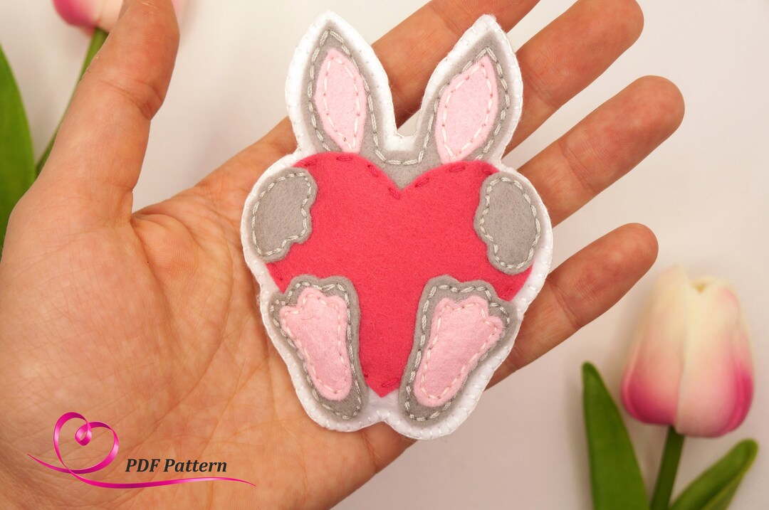 Easy Felt Bunny Pattern, Bunny Sewing Patterns, Felt Heart Pattern ...
