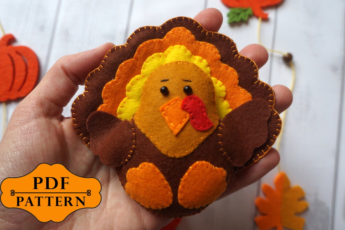 Turkey Sewing Pattern Felt Thanksgiving Tree Ornament Felt - Etsy