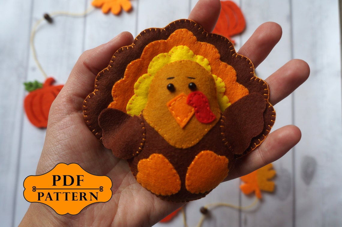 Turkey Sewing Pattern Felt Thanksgiving Tree Ornament Felt - Etsy