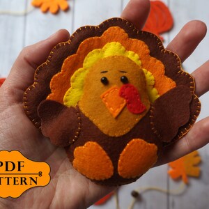 Turkey Sewing Pattern, Felt Thanksgiving Tree Ornament, Felt ...