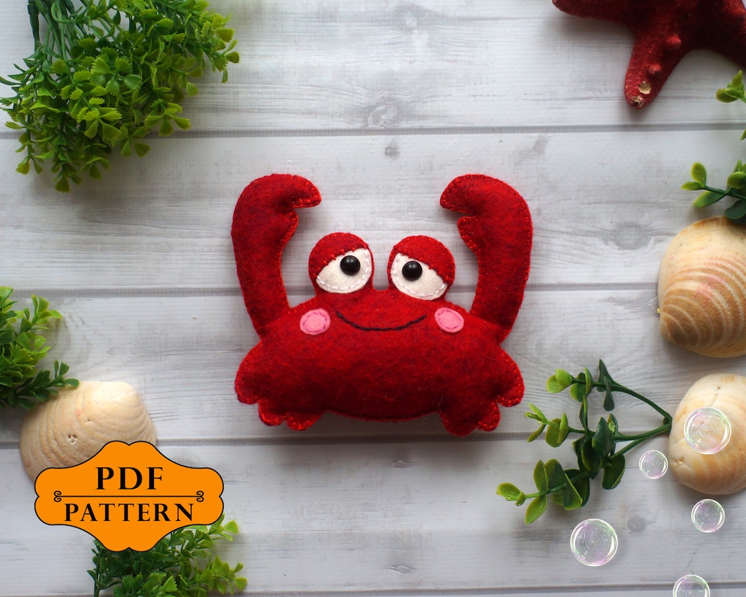 Felt Crab Pattern, Crab Sewing Pattern, Felt Stuffed Animal Pattern ...