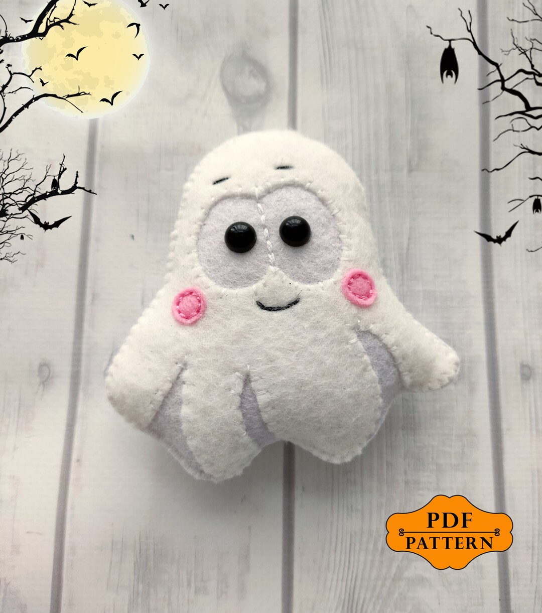 Felt Ghost Pattern, Halloween Felt Pattern, Halloween Ghost Sewing ...