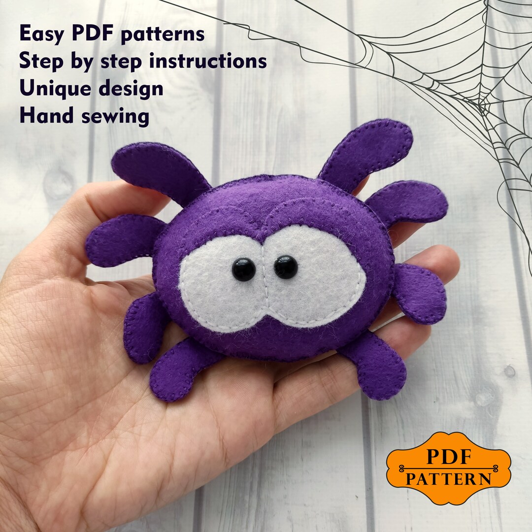 Felt Spider Pattern, Halloween Ornament DIY, Spider Sewing Pattern ...