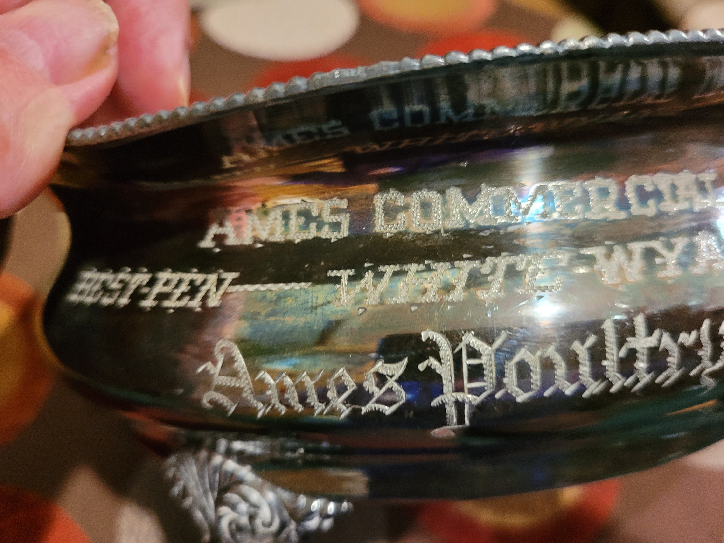 1910 Silver Plate Trophy Ames Commercial Club Wyandotte Pen of Chickens ...