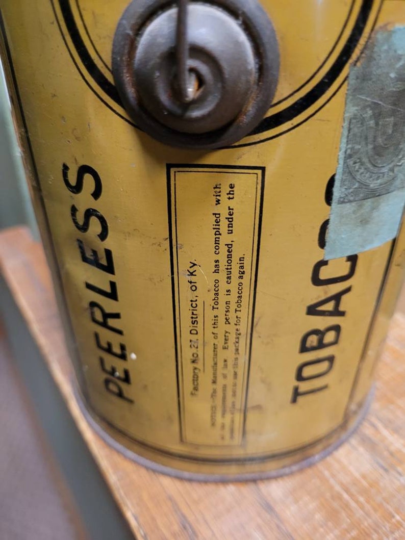 FF Adams & Co Peerless Tobacco Tin Pail With Partial Tax Stamp. No Lid ...