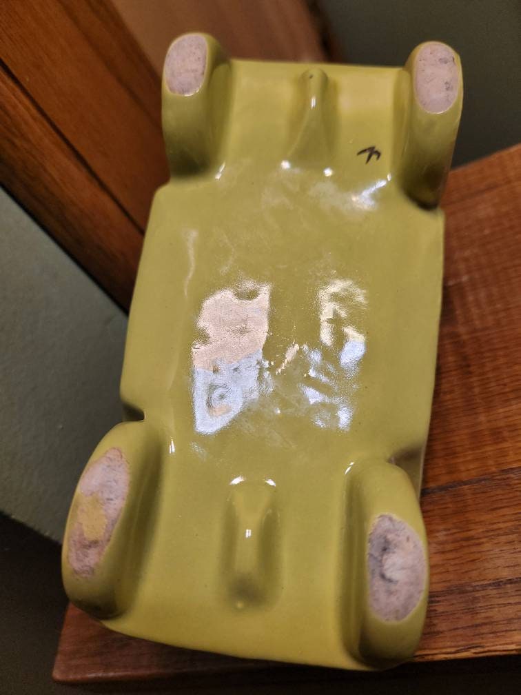 Vintage Jalopy Convertible Lime Green Glazed Ceramic Planter With Gold ...
