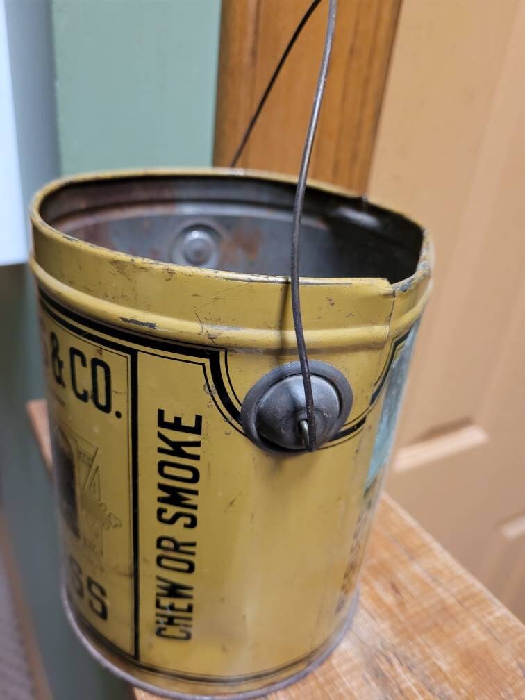 FF Adams & Co Peerless Tobacco Tin Pail With Partial Tax Stamp. No Lid ...