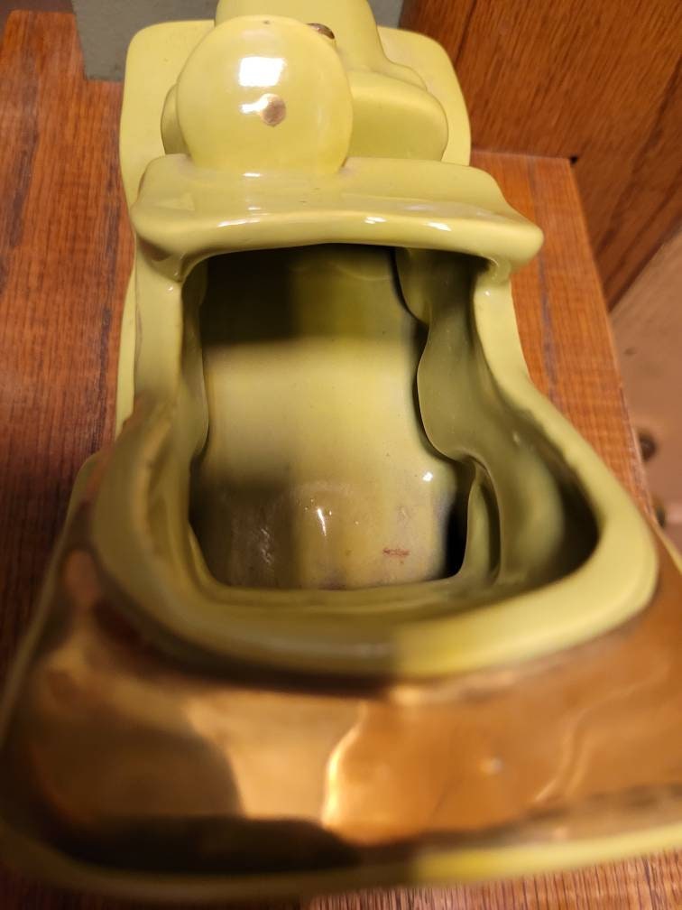 Vintage Jalopy Convertible Lime Green Glazed Ceramic Planter With Gold ...
