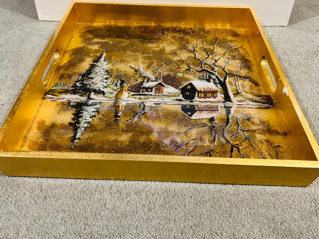 A Hand Painted and Resin Layered Tray by Andrew Jenkins - Etsy