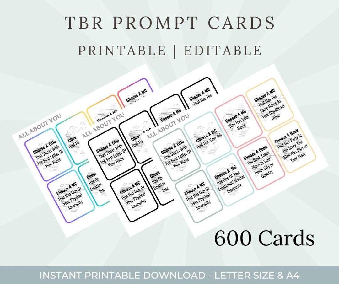 Printable TBR Prompt Cards (digital Download) - Etsy