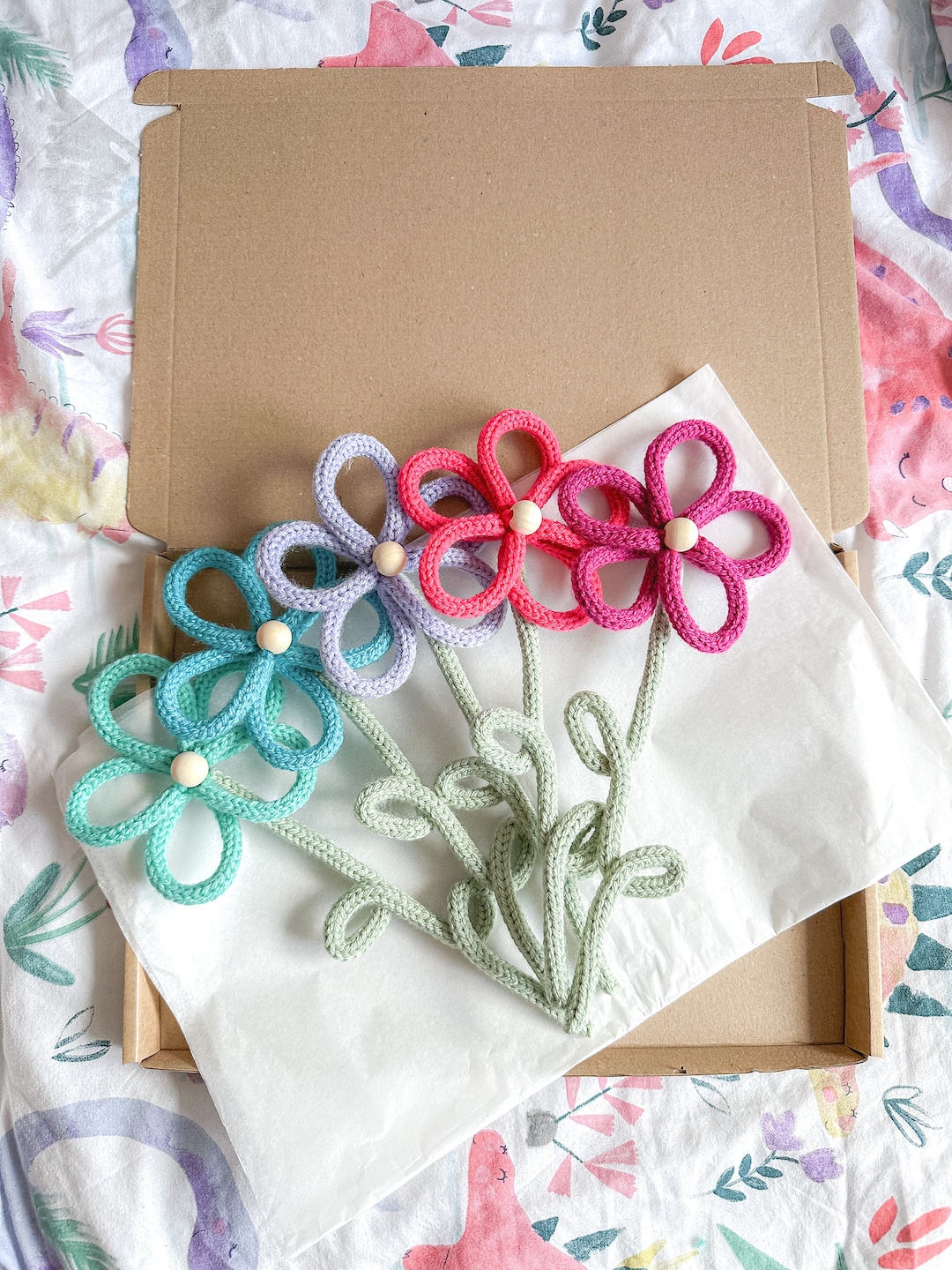 Knitted Wire Flower With Stem - Etsy