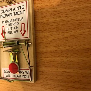 Complaints Department Mouse Trap Sign Funny Office Prank Gag Gift ...