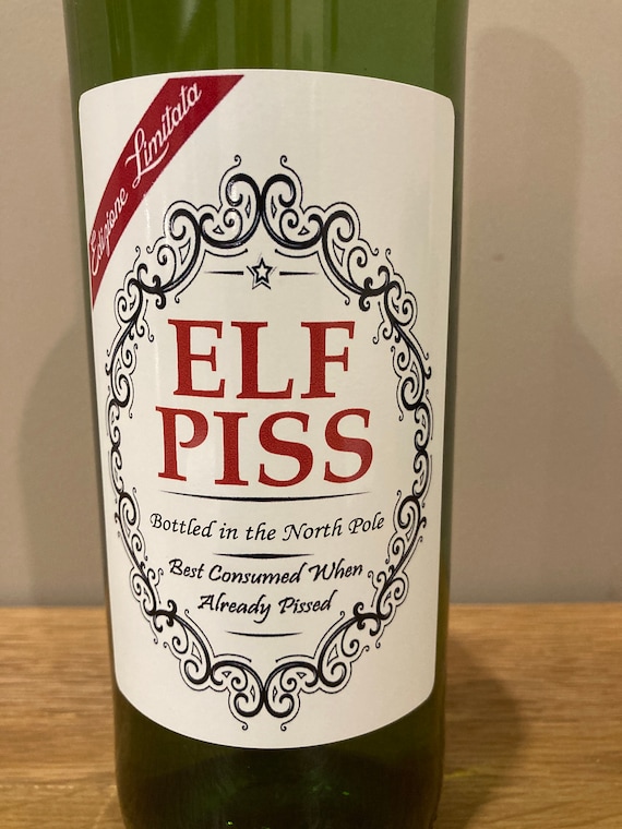 2 x Elf Pss Christmas Funny Novelty Wine Bottle Labels Joke | Etsy