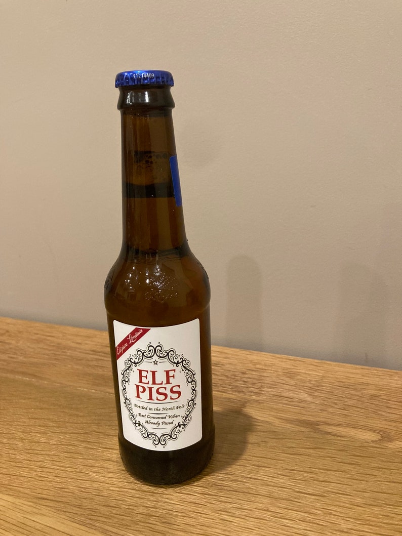 4 X ELF P!ss Beer Bottle Labels Christmas Funny Novelty Joke Humour ...