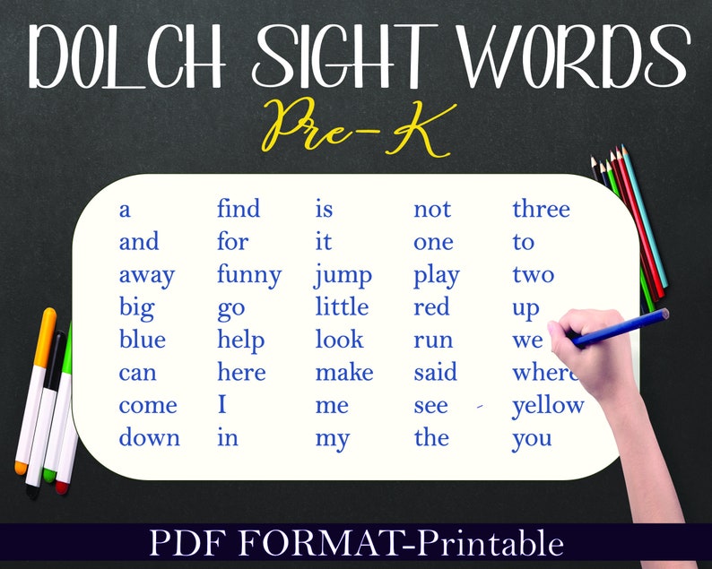 Pre k dolch words - citydun