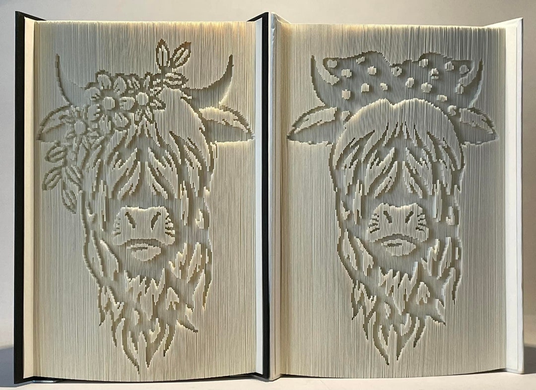 3 Highland Cow Book Folding Patterns - Etsy